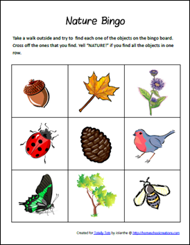 Totally Tots: Touch, Feel, Learn ~ Nature Bingo